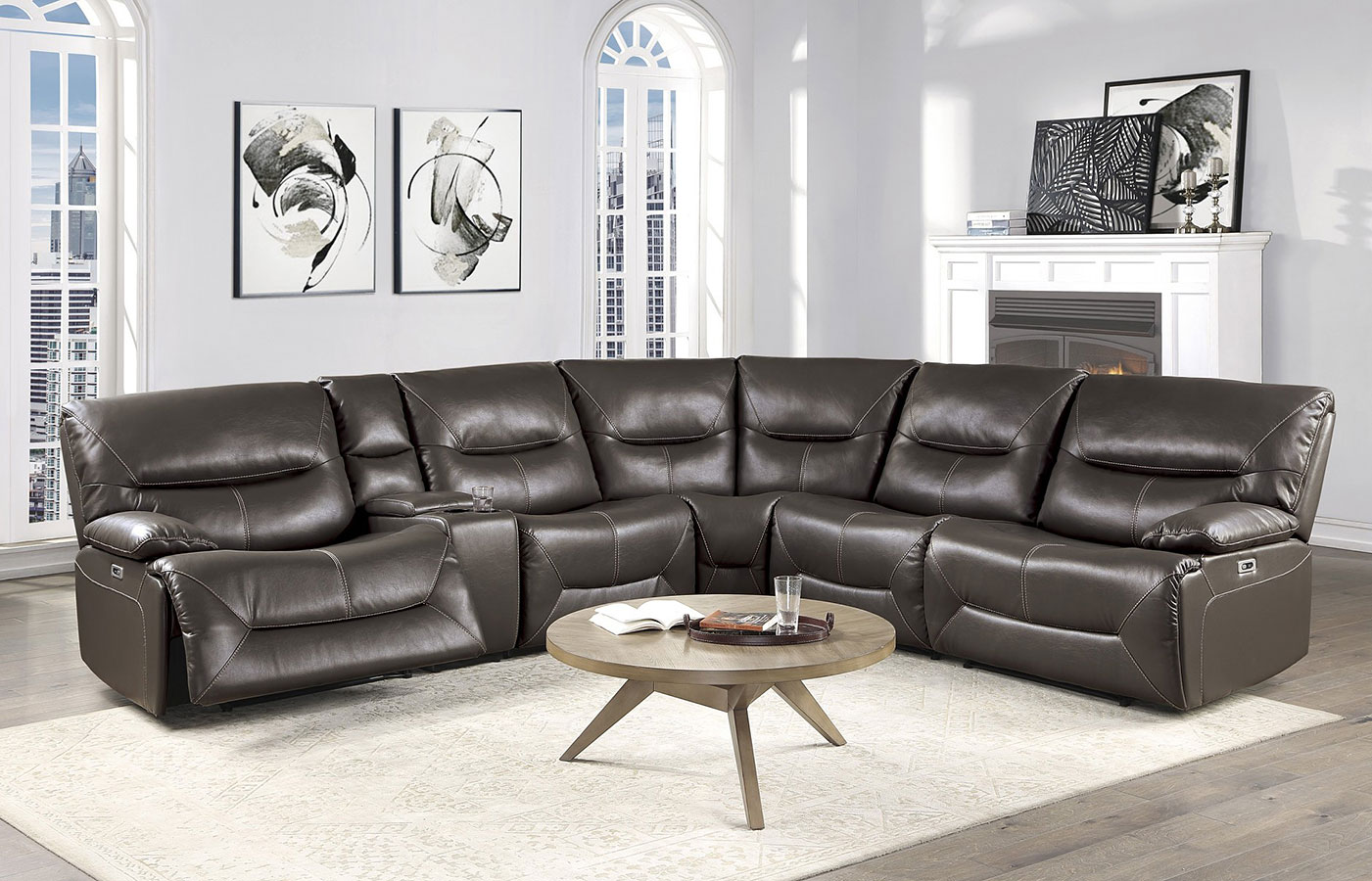 Dyersburg Power Reclining Modular Sectional (Brown) Homelegance ...