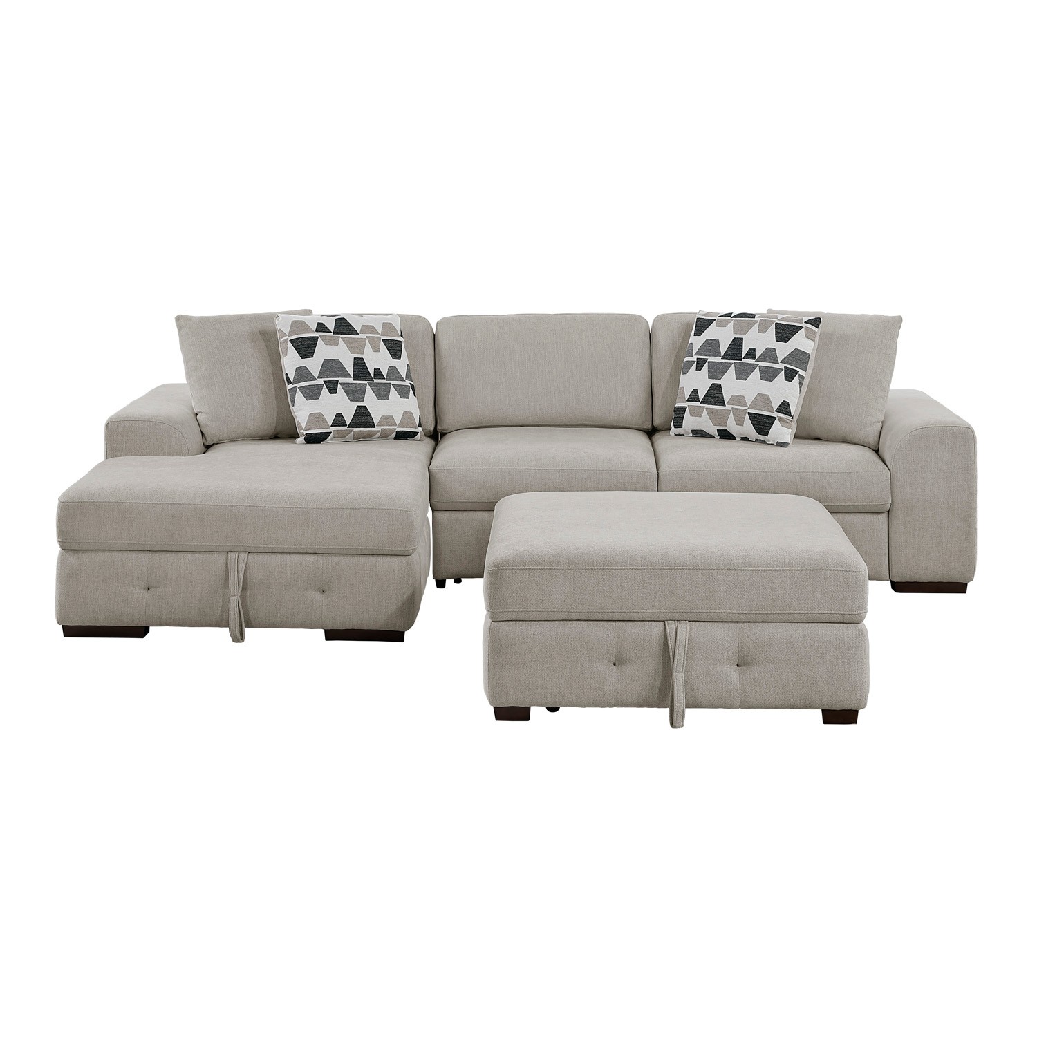 Raife Taupe 3-Piece Sectional W/ Left Chaise And Ottoman Homelegance ...