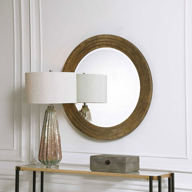 Relic Aged Gold Round Mirror Uttermost | Furniture Cart