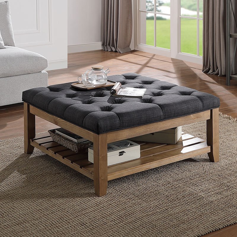 Aizen Cocktail Ottoman Dark Gray Weathered Oak