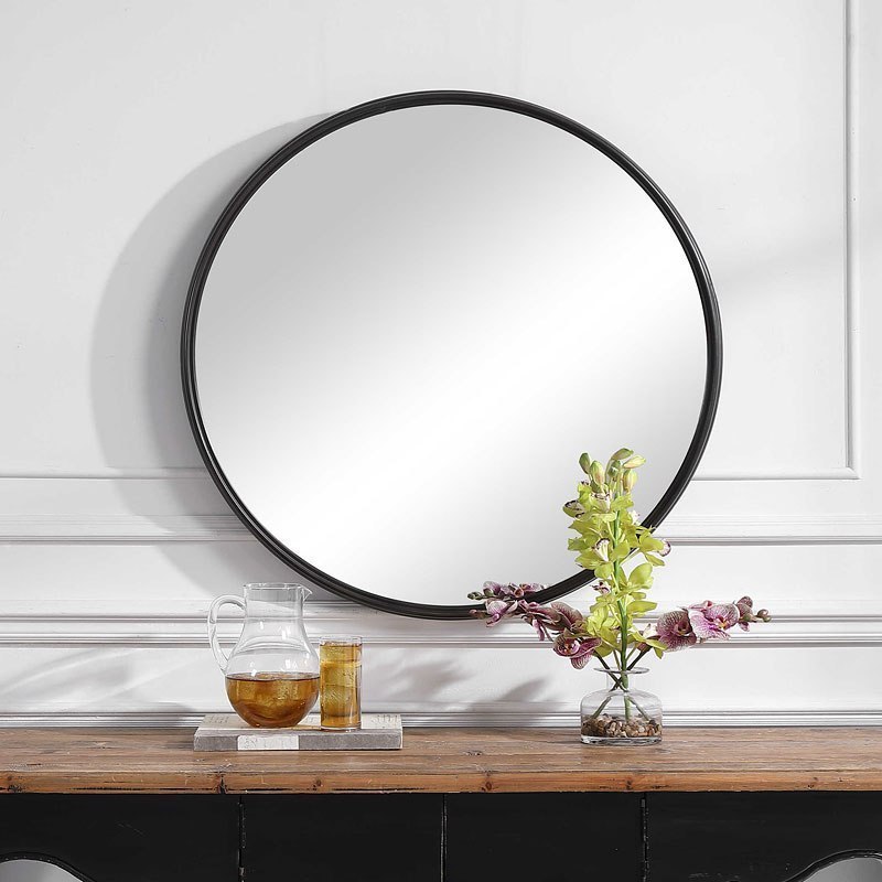Belham Round Iron Mirror Uttermost | Furniture Cart