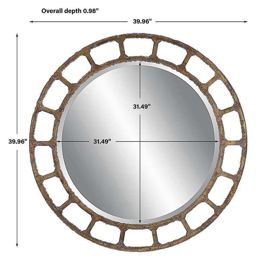 Darby Distressed Round Mirror Uttermost | Furniture Cart