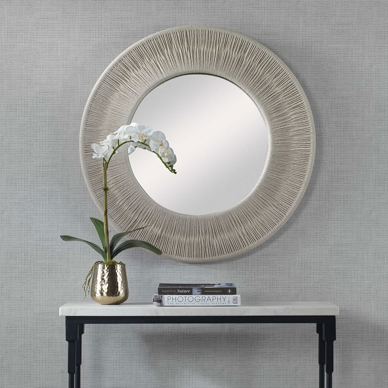 Sailors Knot White Small Round Mirror Uttermost | Furniture Cart