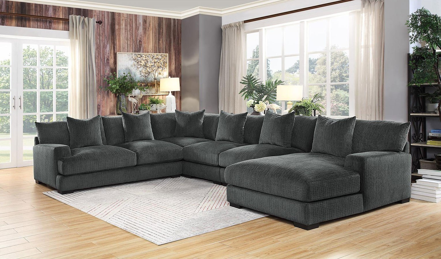 Dark gray sectional with chaise store
