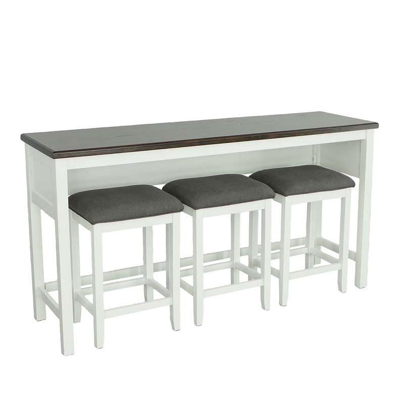 Study Hall Counter Height Table W/ 3 Stools (White And Dark Gray ...
