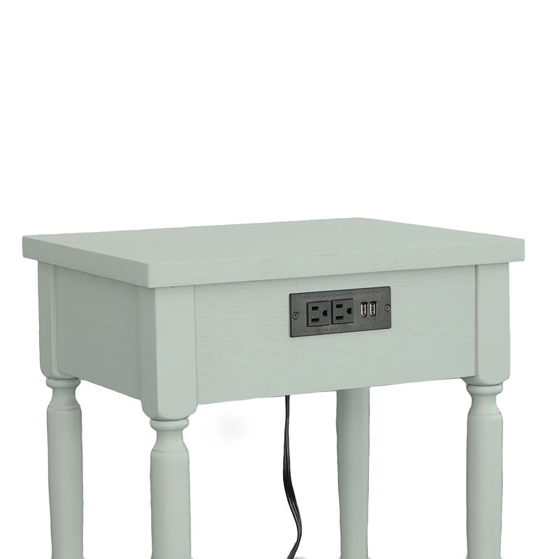 Theo Side Table W/ Electrical And USB Ports (Slate Gray) Progressive ...