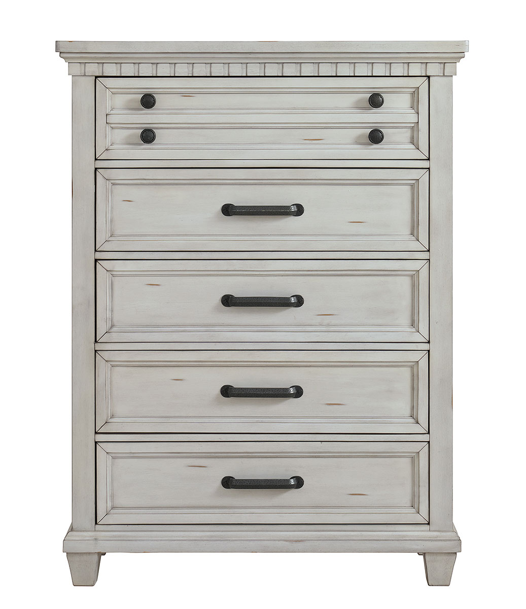 Elements Windom 5 Drawer Chest in Antique White