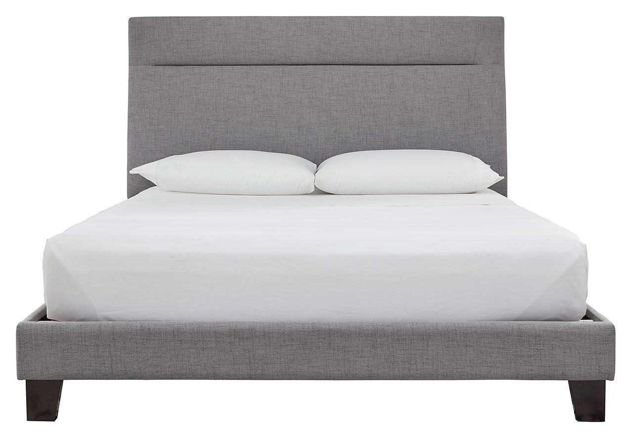 Adelloni Modern Gray Upholstered Bed Signature Design | Furniture Cart
