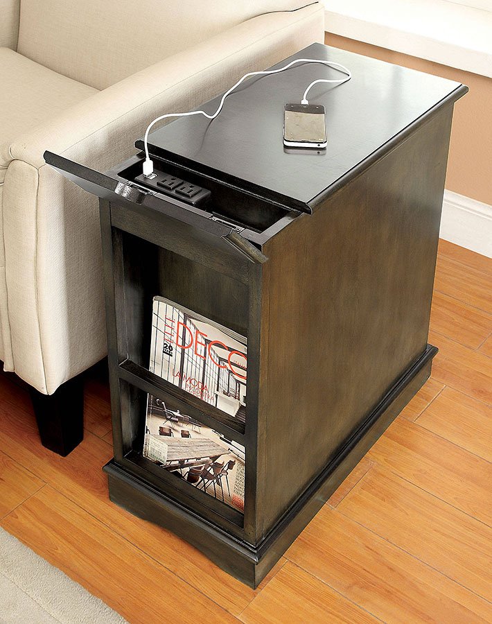 Side table with power outlet store