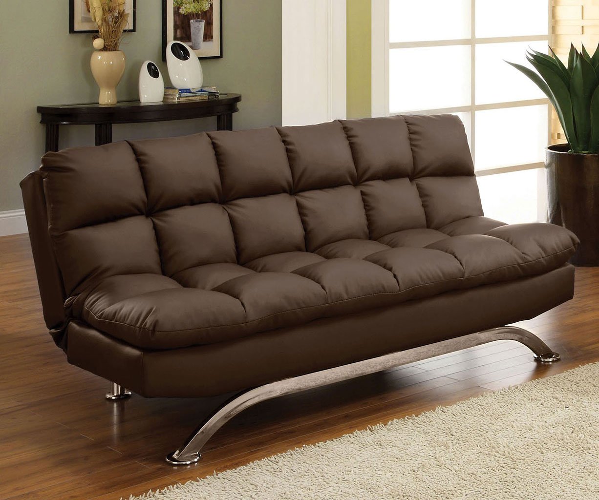 Light brown leather futon store