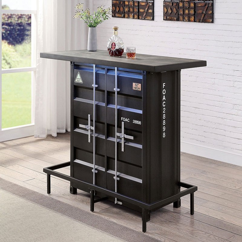 Dicarda Bar Height Table W/ LED Light Furniture Of America | Furniture Cart