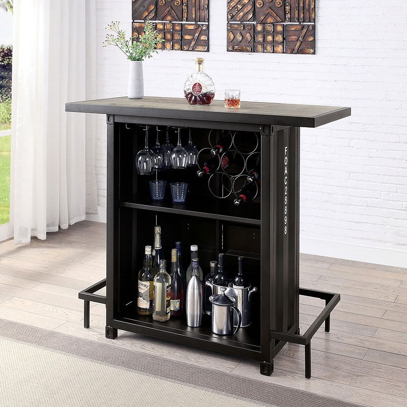 Dicarda Bar Height Table W/ LED Light Furniture Of America | Furniture Cart