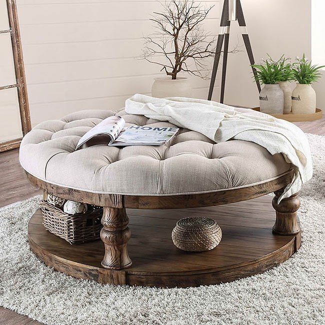 Mika Cushioned Coffee Table Antique Oak Furniture Of America Furniture Cart