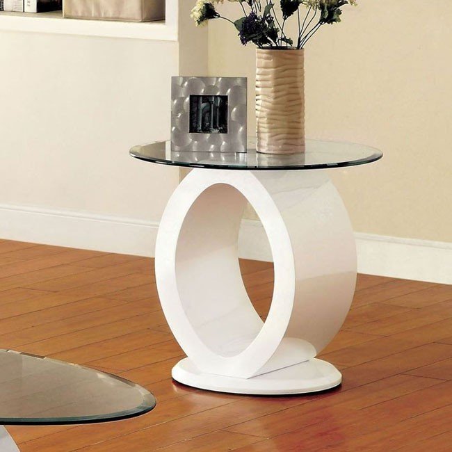 Lodia End Table (White) Furniture Of America | Furniture Cart