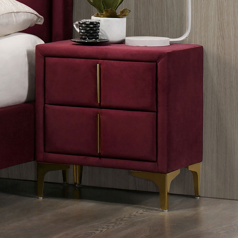 Florizel Red Upholstered Nightstand Furniture Of America | Furniture Cart