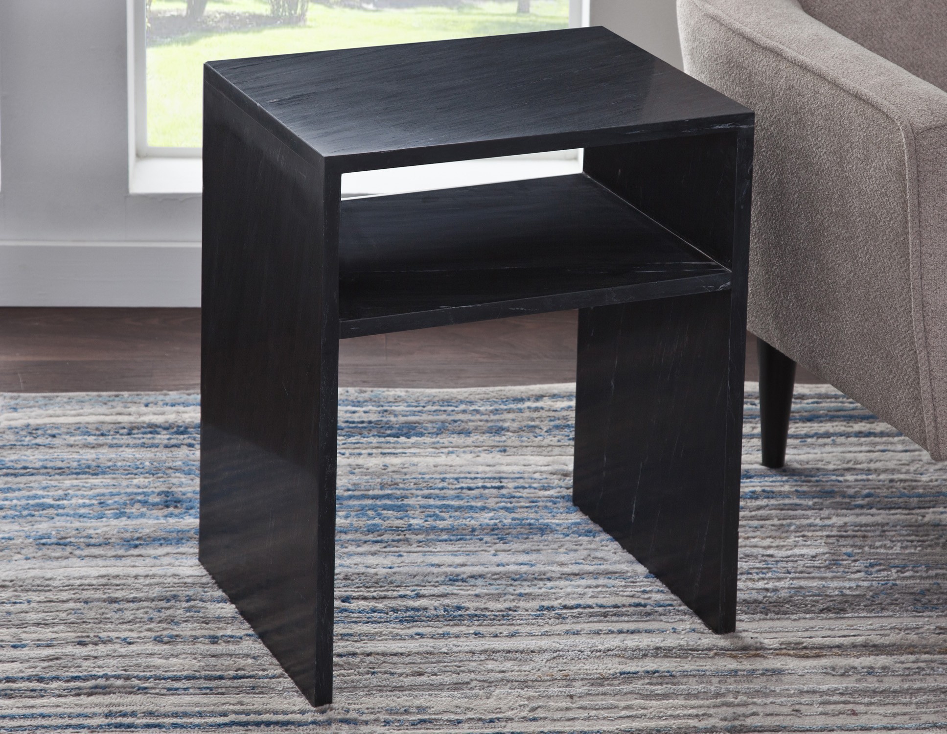 Casey Black Marquina Marble End Table Steve Silver Furniture ...