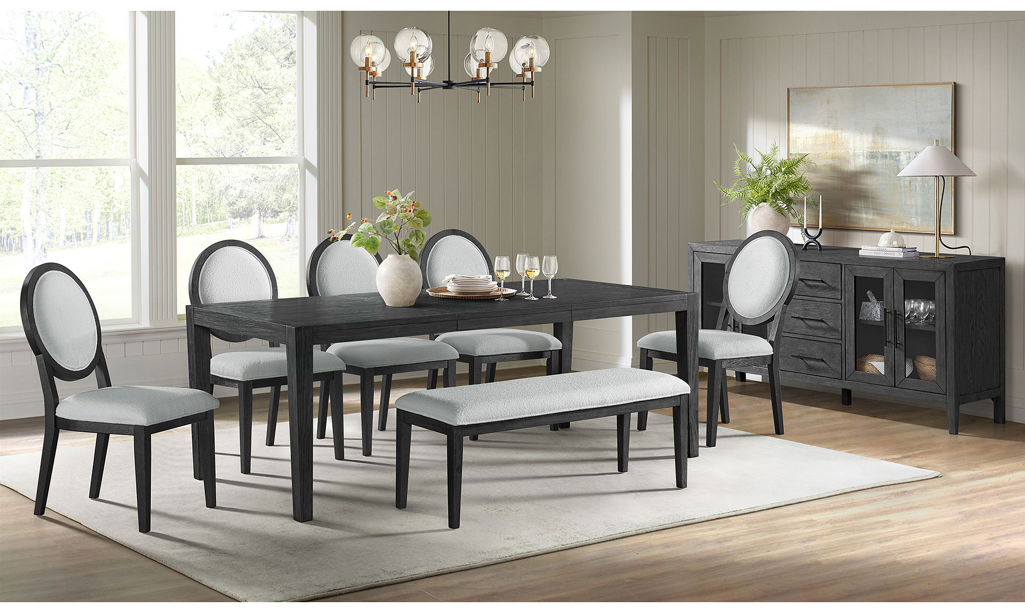 Versailles Rectangular Dining Room Set (Black) Elements Furniture ...