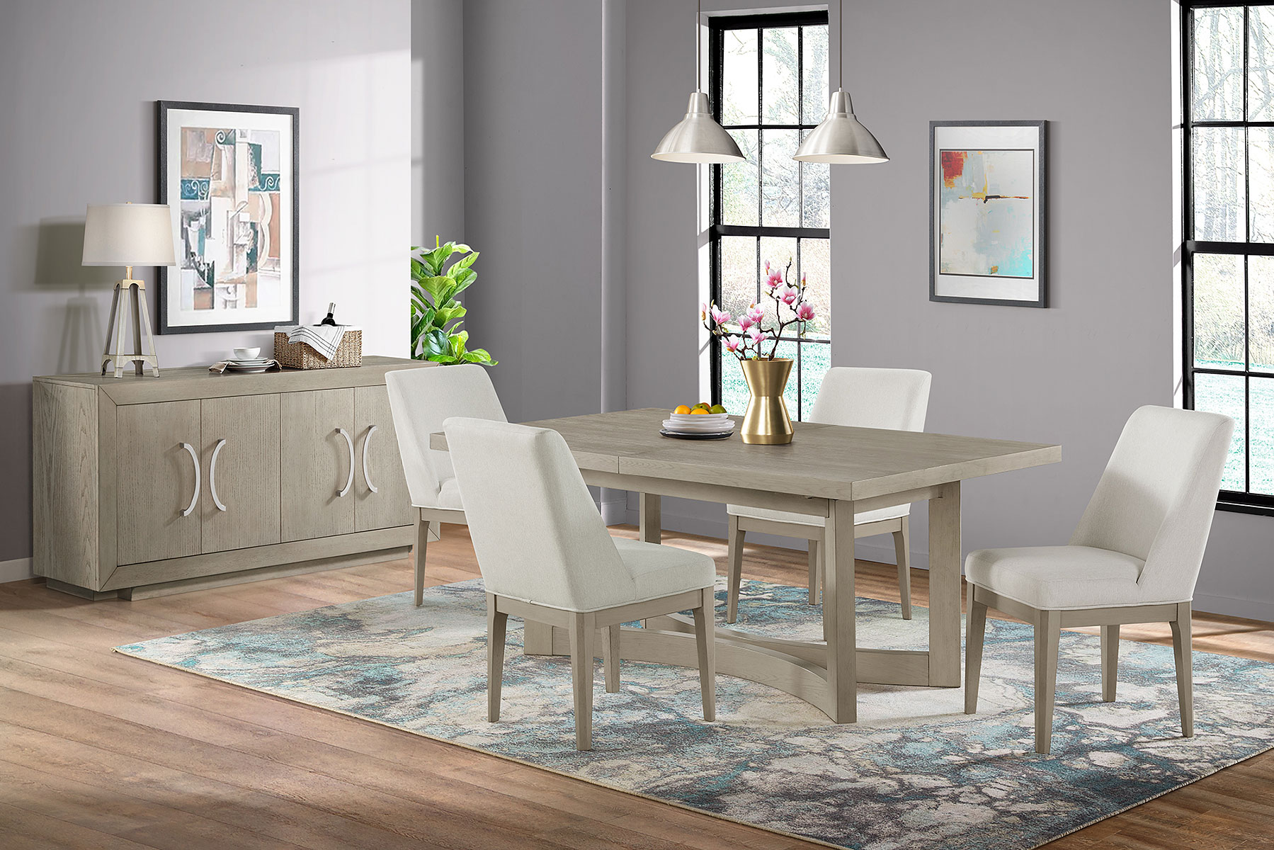 Elma Dining Room Set W/ White Chairs Elements Furniture | Furniture Cart