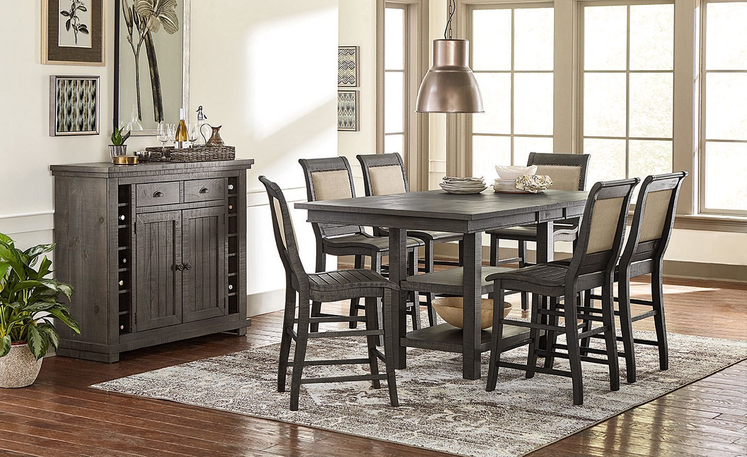Willow distressed white round counter table progressive store