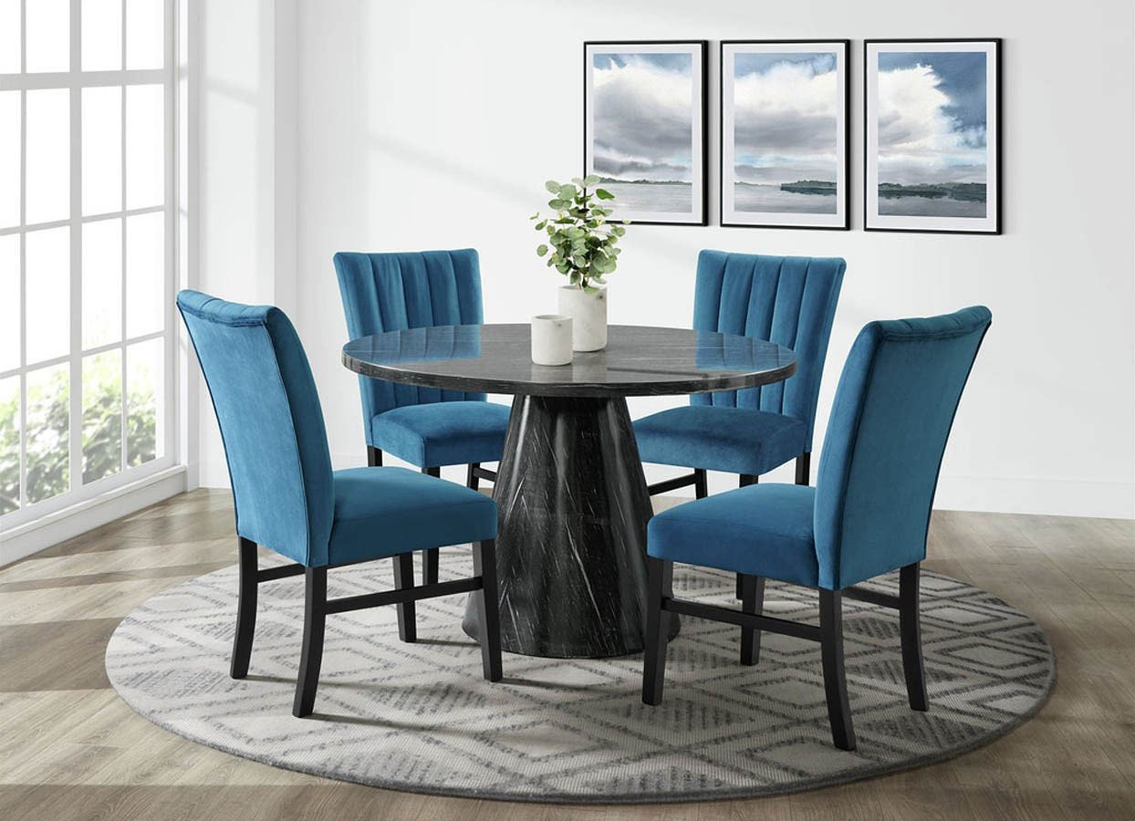 Navy blue round dining table store