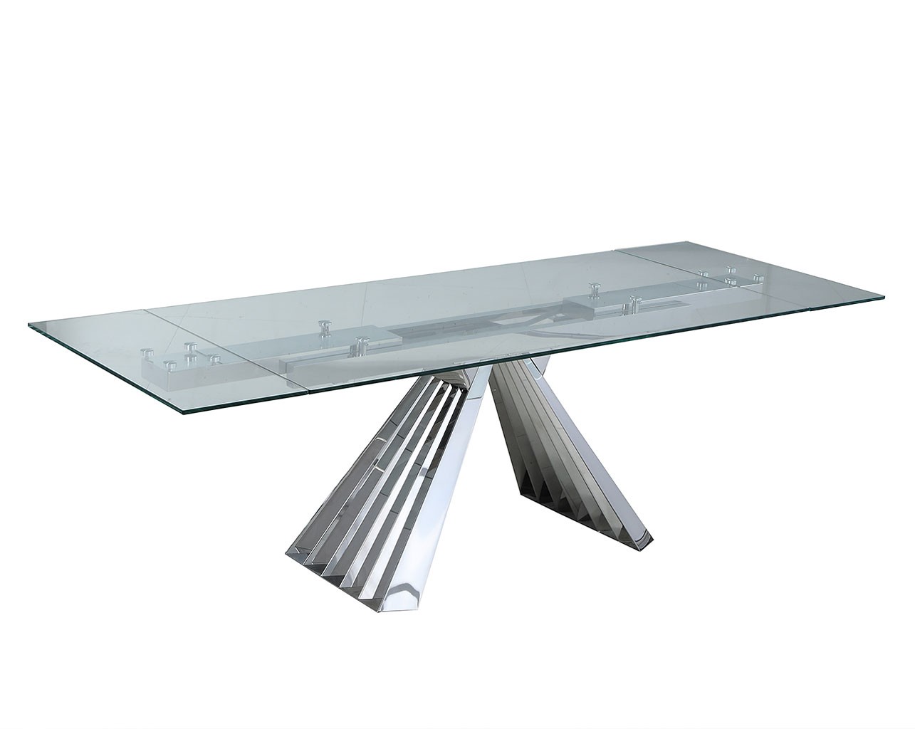 Dominique Extendable Glass Dining Table W/ Flare Pyramid Base Chintaly ...