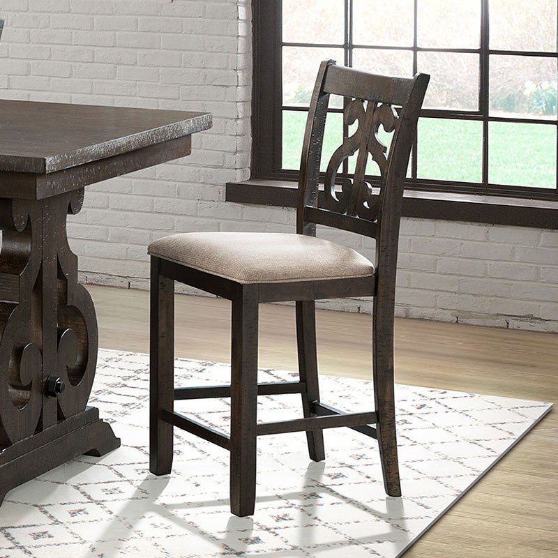 Stone Counter Height Dining Room Set W/ Swirl Back Chairs Elements ...