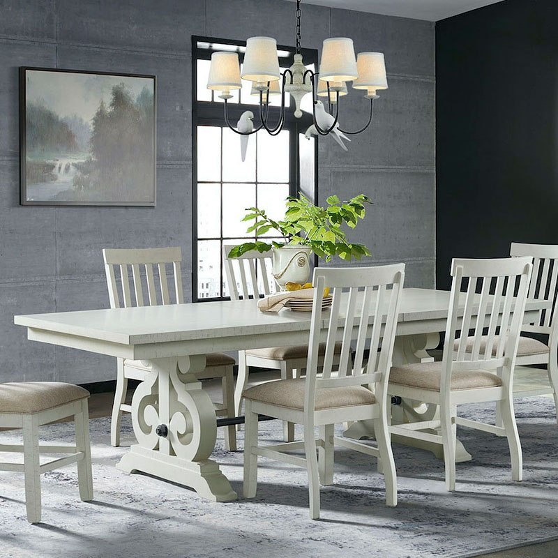 Stone Dining Room Set W/ Swirl Back Chairs (White) Elements Furniture ...