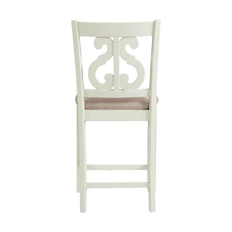 Stone Counter Height Dining Room Set W/ Swirl Back Chairs (White ...