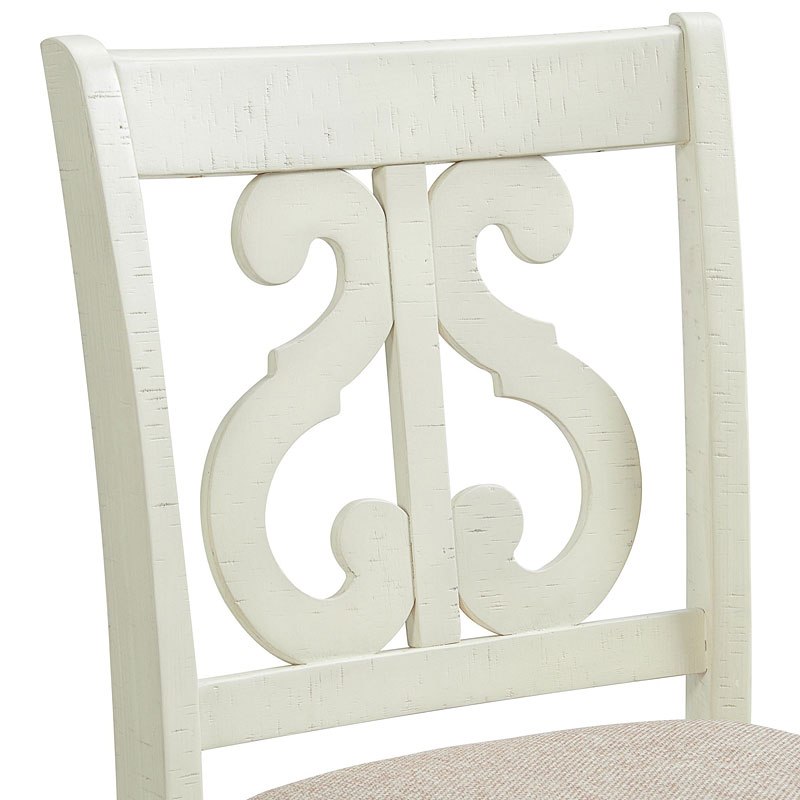 Stone Counter Height Dining Room Set W/ Swirl Back Chairs (White ...