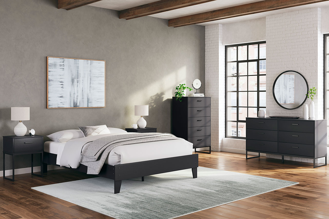Socalle Platform Bedroom Set (Black) Signature Design | Furniture Cart