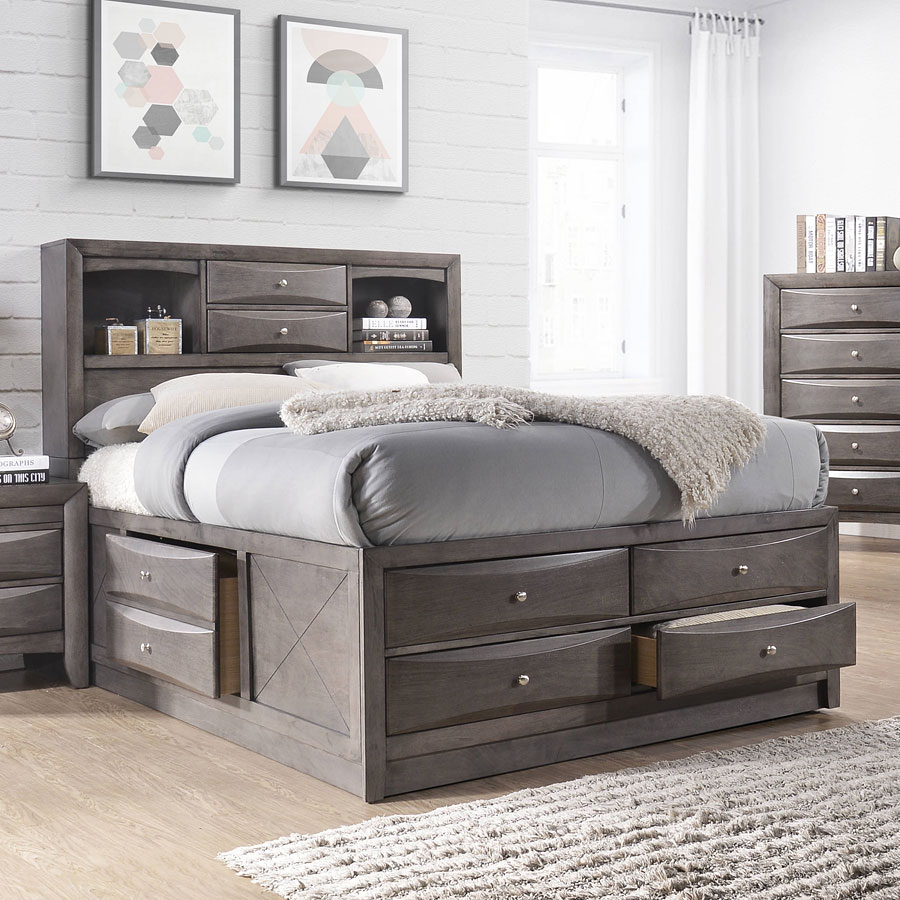 Emily Youth Bookcase Storage Bed (Grey) Elements Furniture | Furniture Cart
