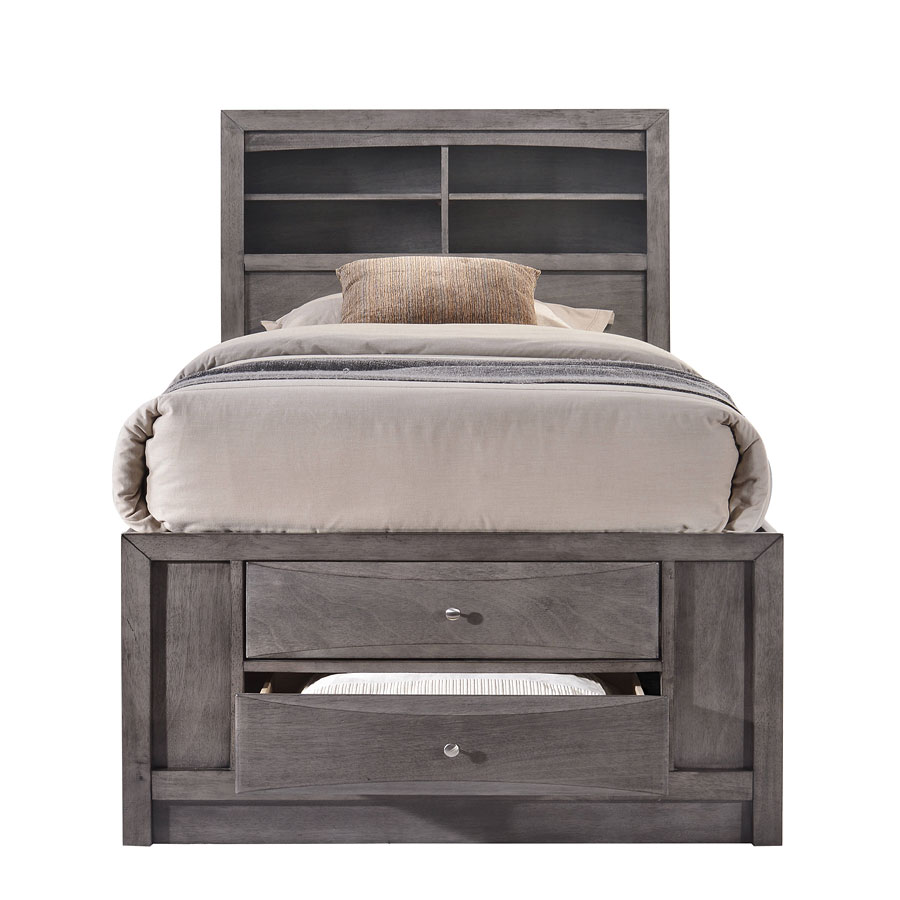 Emily Youth Bookcase Storage Bed (Grey) Elements Furniture | Furniture Cart