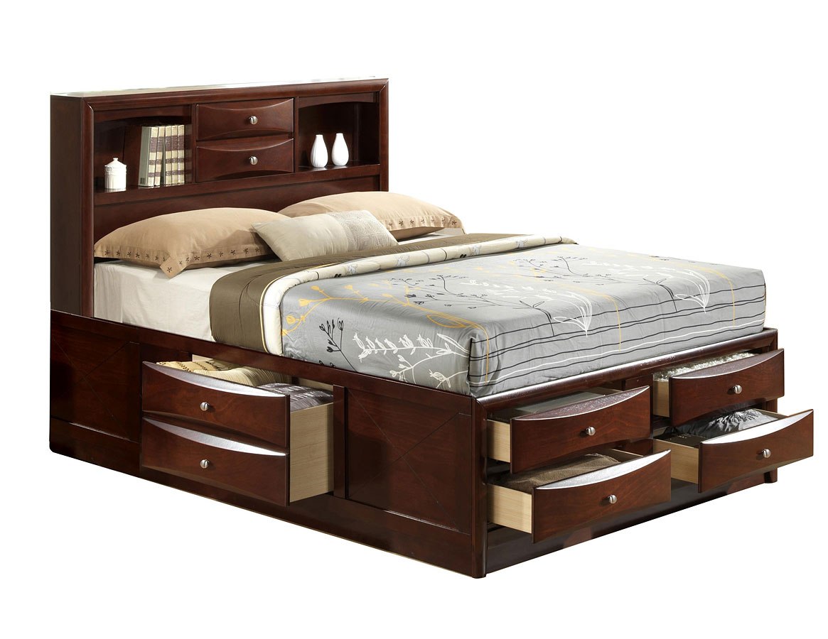 Emily Bookcase Storage Bed (Espresso) Elements Furniture | Furniture Cart