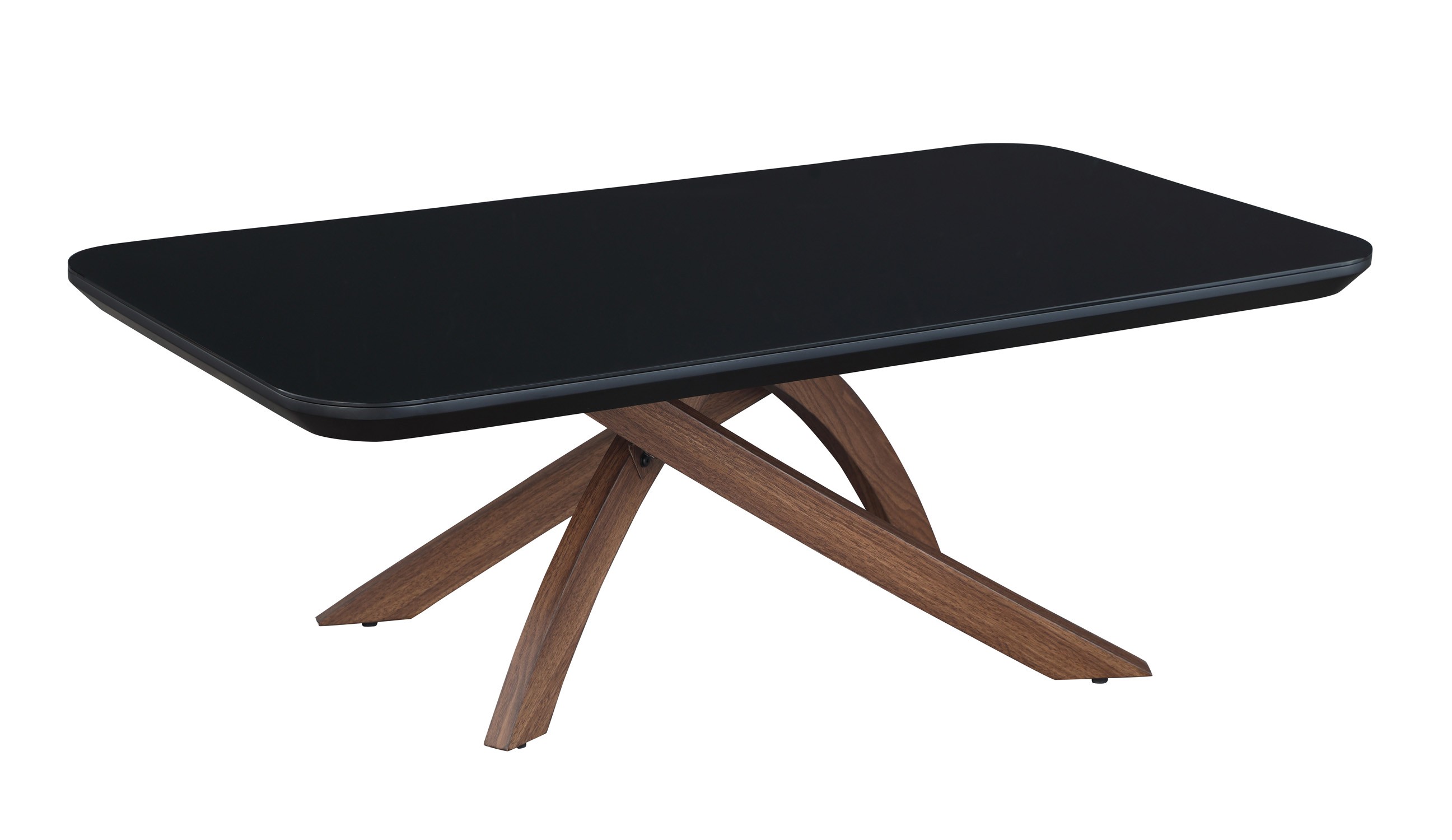Emily Black Glass Top Cocktail Table W/ Crisscross Base Chintaly ...