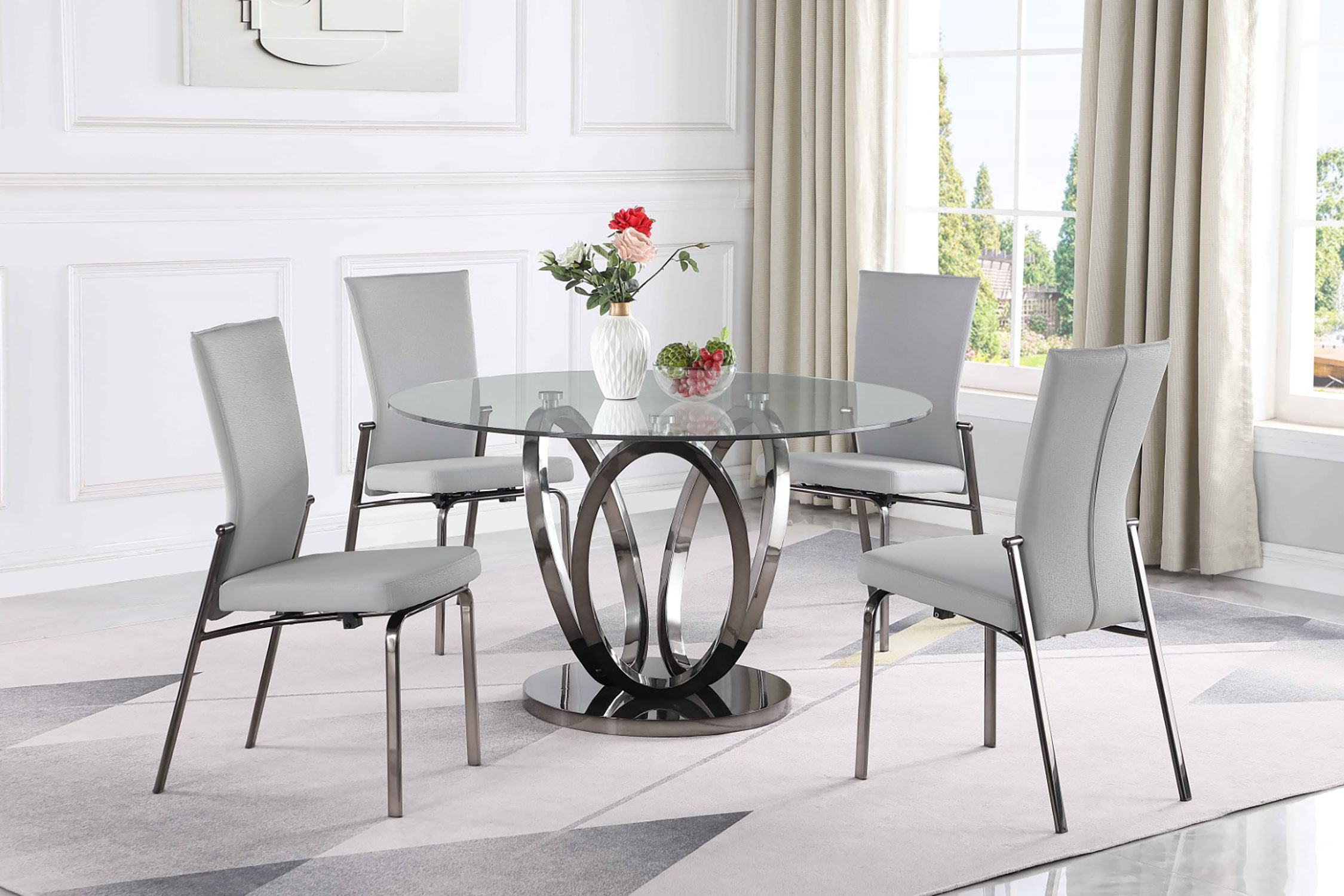 Evelyn Dining Room Set W/ Gray Motion-Back Chairs Chintaly Imports ...