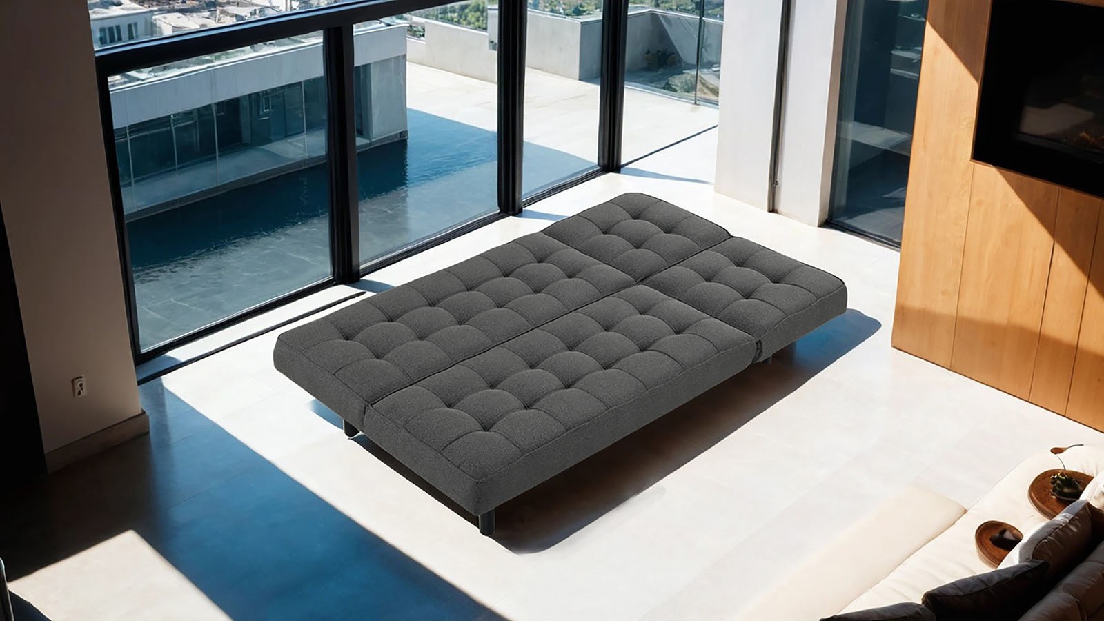 Napervill Dark Gray Futon Sofa Furniture Of America | Furniture Cart