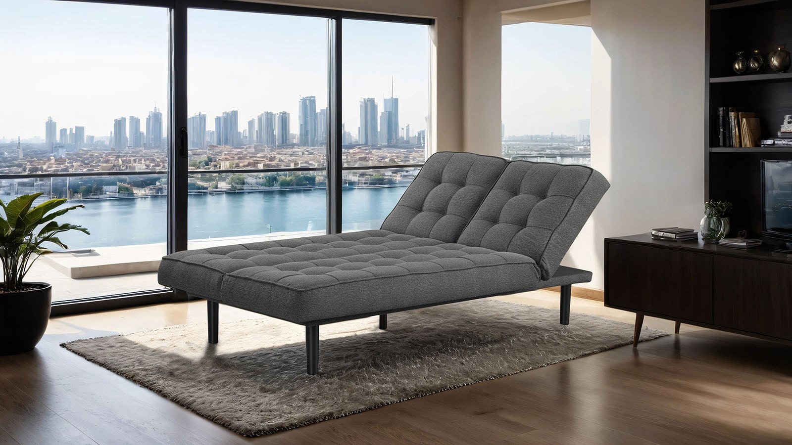 Napervill Dark Gray Futon Sofa Furniture Of America | Furniture Cart
