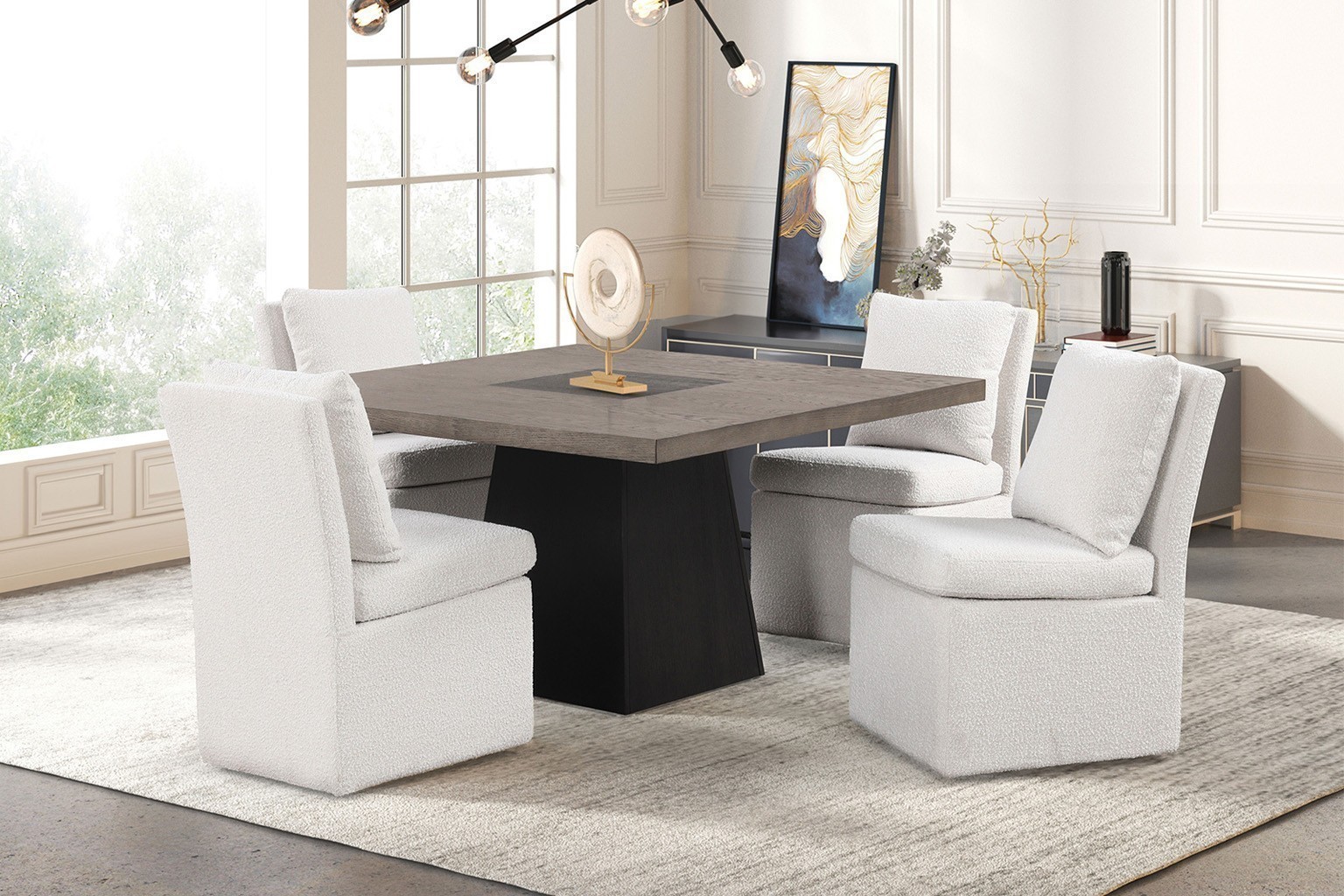 Broager Square Dining Room Set W/ White Chairs Furniture Of America ...