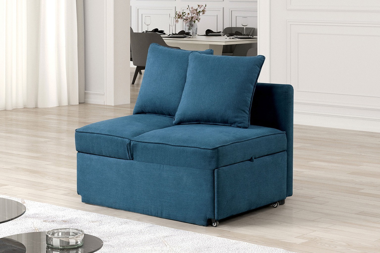 Woburn Blue Convertible Chair Furniture Of America | Furniture Cart