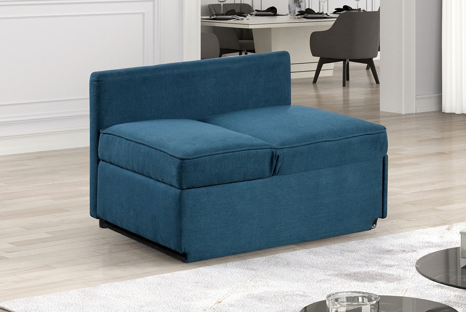 Woburn Blue Convertible Chair Furniture Of America | Furniture Cart