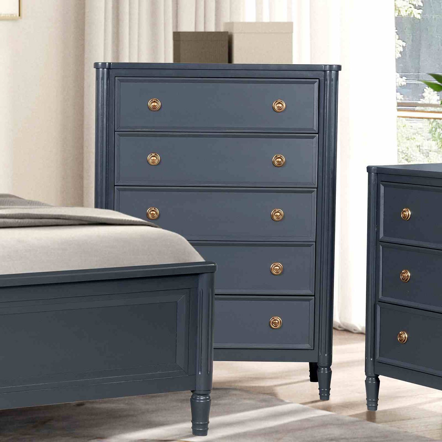 Altamira Malta Blue Panel Bedroom Set Furniture Of America | Furniture Cart