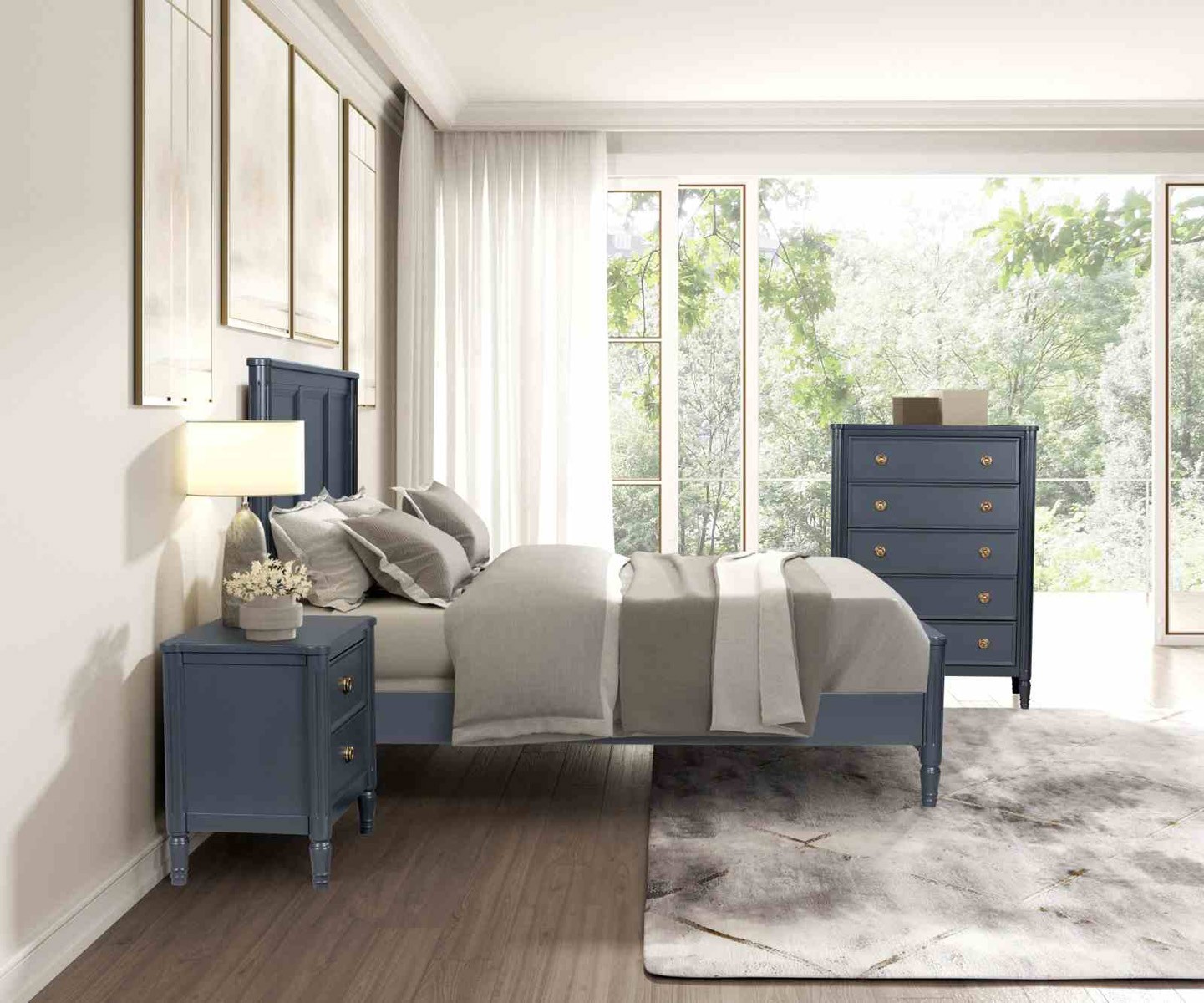 Altamira Malta Blue Panel Bedroom Set Furniture Of America | Furniture Cart