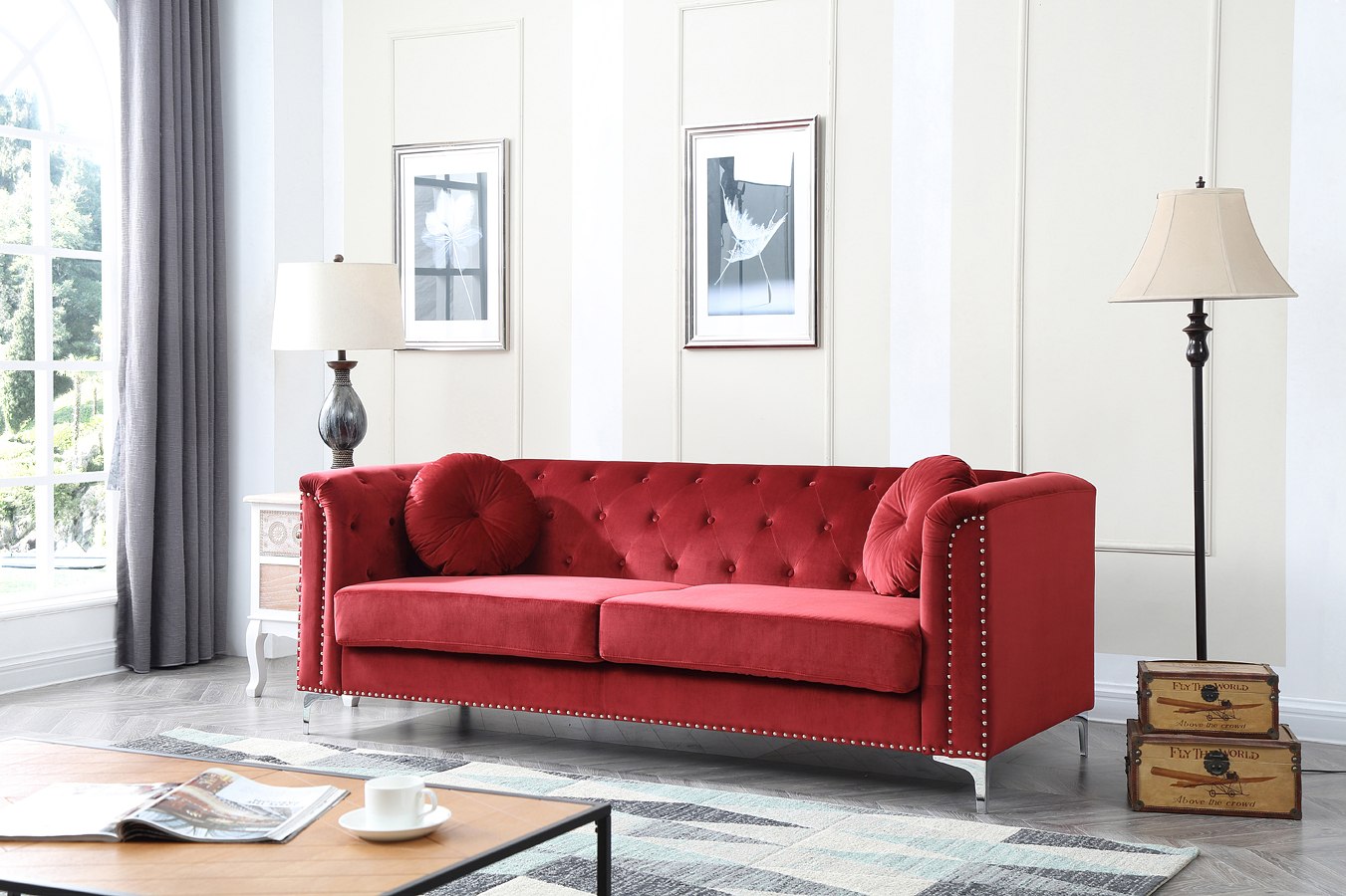 Pompano Burgundy Sofa Glory Furniture | Furniture Cart