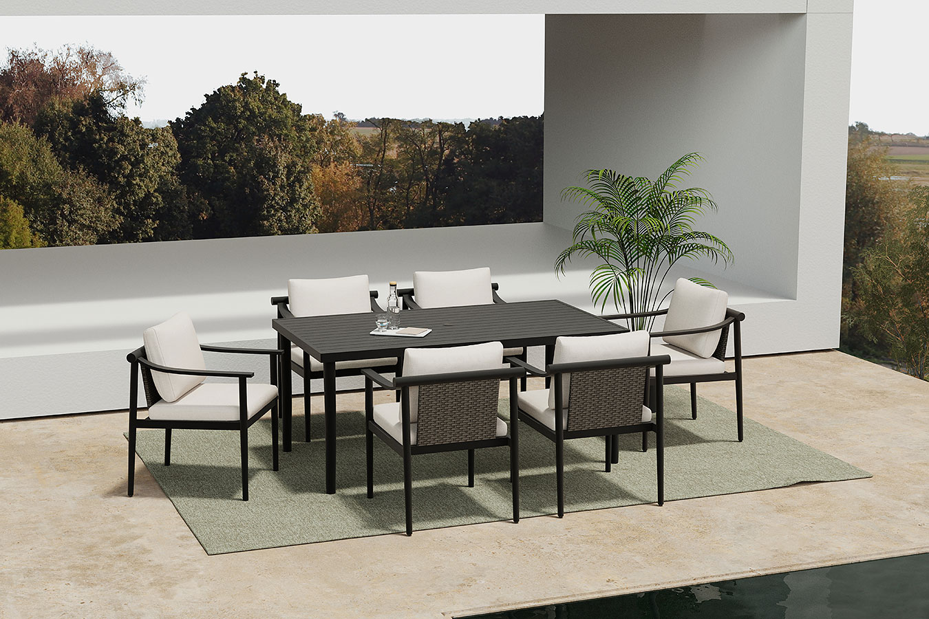 Moana Outdoor Dining Set W/ Ivory Chairs New Classic Furniture ...