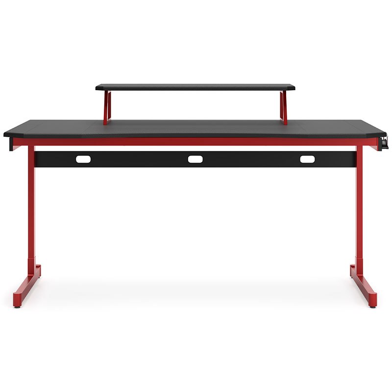 Lynxtyn Home Office Desk W/ Raised Monitor Stand (Red And Black ...