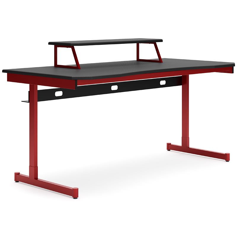 Lynxtyn Home Office Desk W/ Raised Monitor Stand (Red And Black ...
