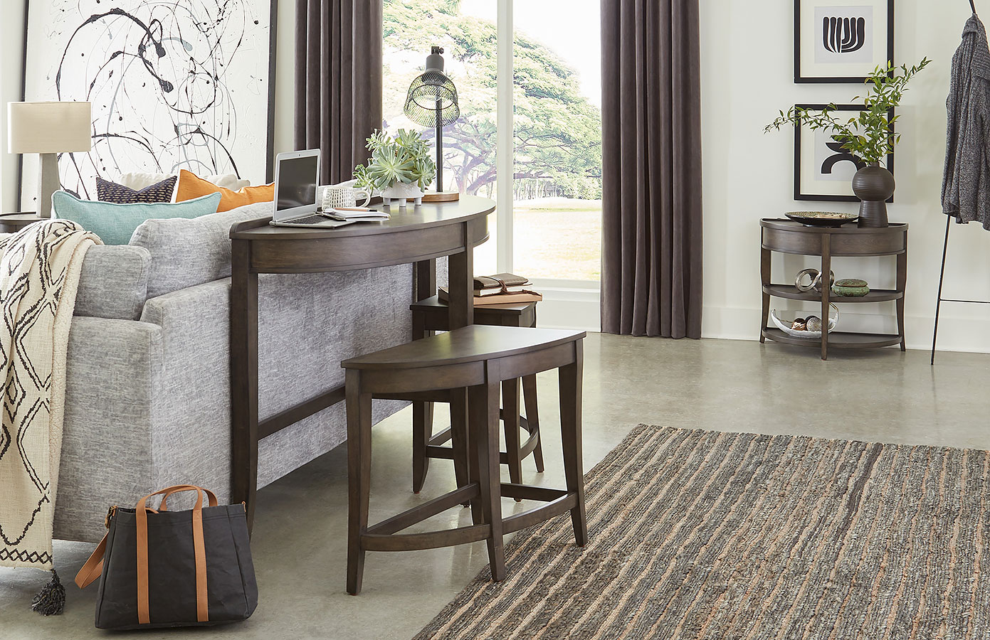 Blakely Sofa Table W/ Stools Aspenhome | Furniture Cart