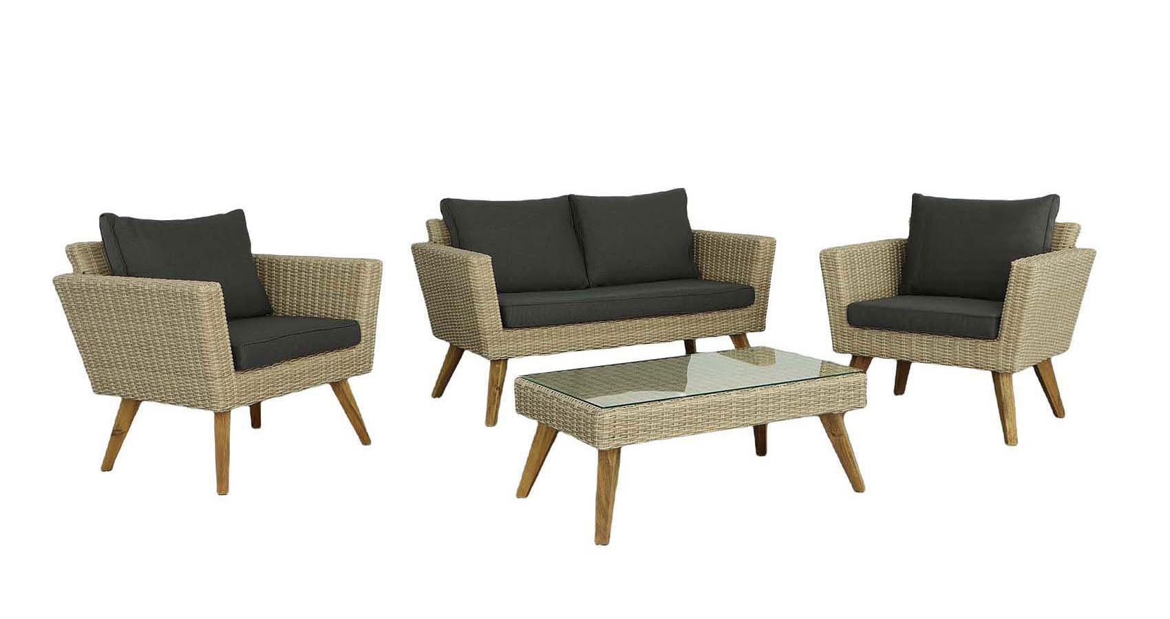 Malibu Outdoor 4-Piece Seating Set (Sand And Dark Gray) Progressive ...