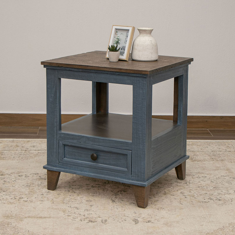 Toscana End Table (Blue And Brown) IFD Furniture | Furniture Cart