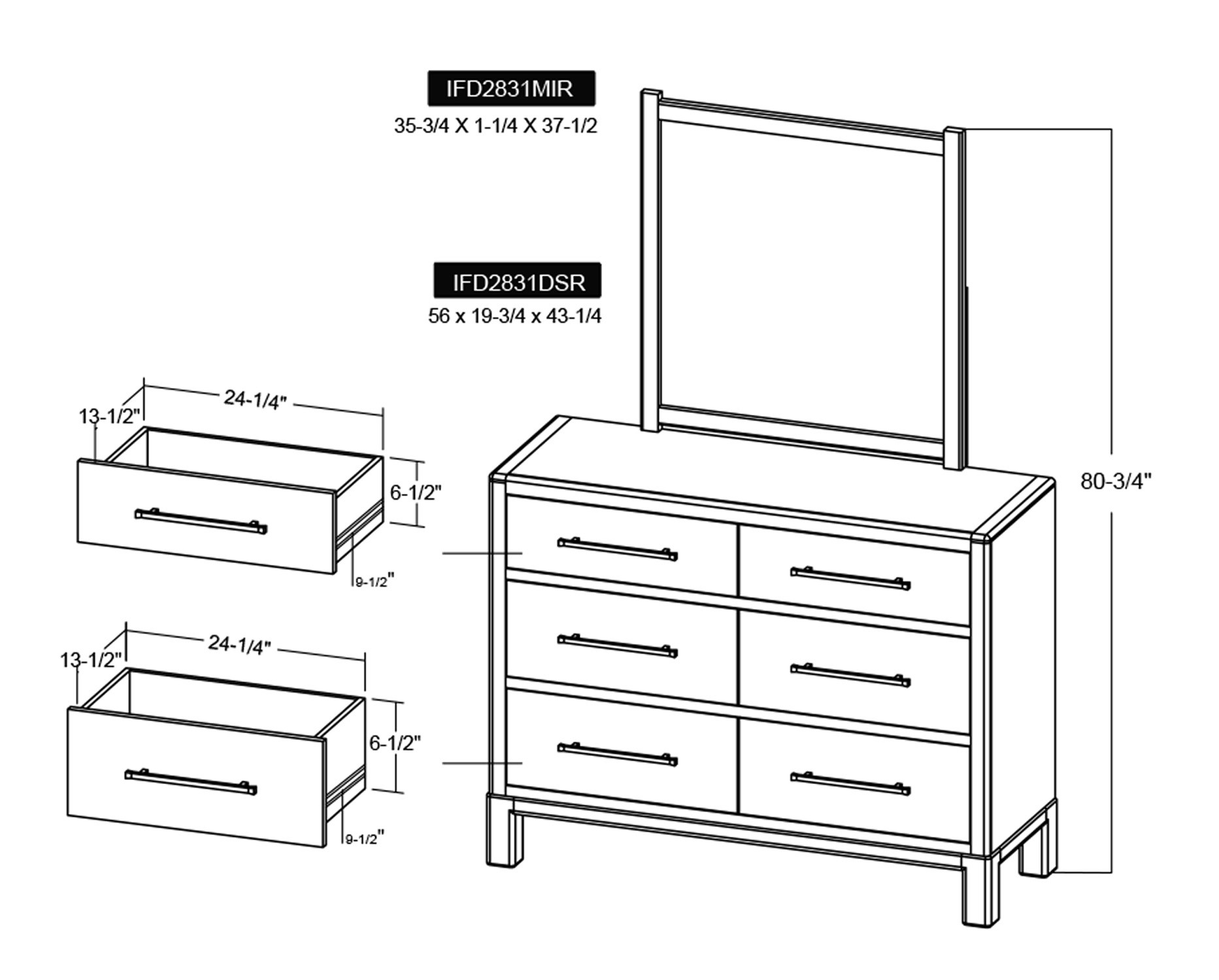 Merida Black Bedroom Set IFD Furniture | Furniture Cart